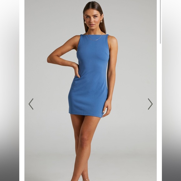 Showpo. | Dresses | Boat Neck Blue Mini Dress | Poshmark